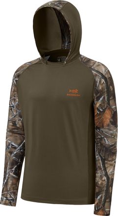 Bassdash Herren UPF 50 Sonnenschutz UV-Schutz Kapuzenpullover Funktion Hoodie Langarm Angeln Shirt Camo