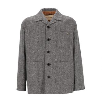 Valentino Garavani Hemdjacke aus Boutonn&eacute;-Wolle - - Jackets - Herren - Grau - M