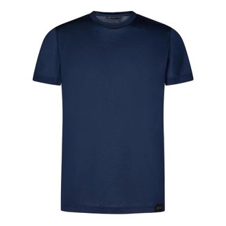 low brand Homme, Tops, Bleu, Taille: 2XL T-shirt en Coton Bleu avec Logo