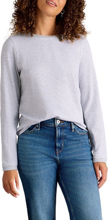 White Stuff Clara Glitzerndes Langarmshirt - Rundhalsausschnitt, Normale Passform, aus Einem Baumwoll-Polyester-Mischgewebe - Elfenbein Multi - Größe 36