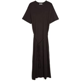 Christophe Lemaire Femme, Robes, Noir, Taille: 40 FR Robe Midi Marron Caf&eacute; &agrave; Col Rond