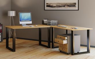 VCM Holz Schreibtisch/Eckschreibtisch schlicht / 220x190 / L Form Links oder rechts/Arbeitstisch Platte 80 cm tief/Computertisch B&uuml;rom&ouml;bel - Lona U