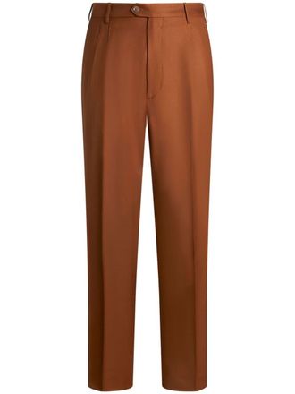 Etro pantalon droit à design plissé - Marron
