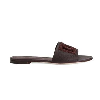 Dolce & Gabbana Femme, Chaussures, Brun, Taille: 40 EU Mules plates en daim et cuir de veau Dauphine