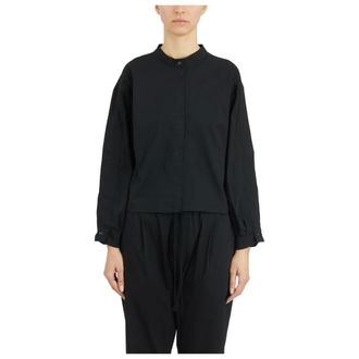 Thom Krom Femme, Blouses et Chemises, Noir, Taille: 38 FR Chemise en Coton &agrave; Col Haut