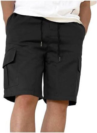 Generic Pantalon cargo pour homme - Couleur unie - Avec poche - Short de sport d&eacute;t&eacute;, Noir, 3XL