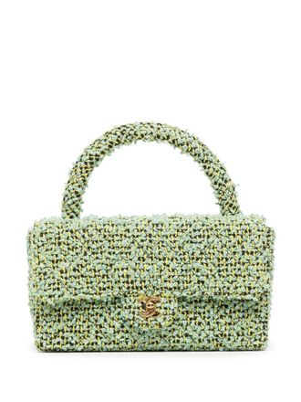 Chanel sac à main en tweed à rabat (1995) - Vert