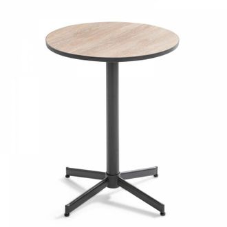 Oviala Oviala - Table bistrot ronde en acier et c&eacute;ramique effet bois - Tivoli