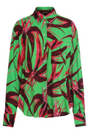 Louisa Ballou Printed Viscose Shirt - Green