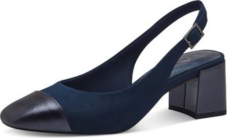 Marco Tozzi Damen Slingpumps mit Blockabsatz Vegan, Blau (Navy comb), 41 EU