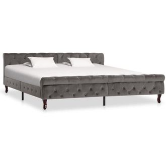 vidaXL Vidaxl - Cadre de lit gris velours 200x200 cm