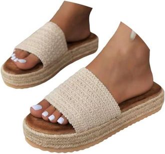 Generic Espadrilles compens&eacute;es &agrave; enfiler pour femme - Bout ouvert - Chaussures d&eacute;t&eacute; habill&eacute;es - Antid&eacute;rapantes - Style boh&egrave;me - Bout ouvert - Confortable, K2 