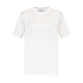 Moncler Luxuri&ouml;ses Baumwoll-Kaschmir-T-Shirt mit Logo - - Tops - Herren - Wei&szlig; - 2XL