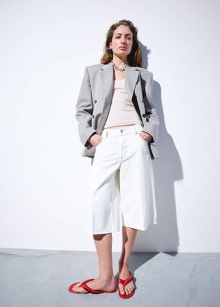 Mango Top coton maille c&ocirc;tel&eacute;e rose pastel - Femme - XS - MANGO