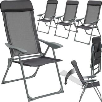 TecTake Lot de 4 chaises jardin pliantes en aluminium gris anthracite