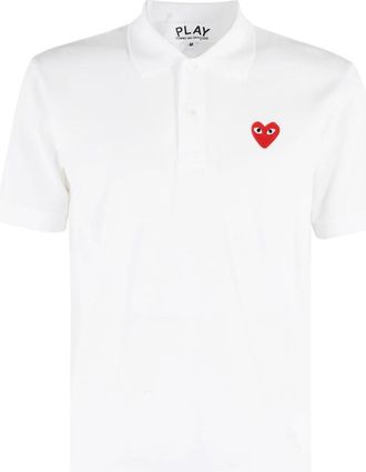Comme Des Gar&ccedil;ons Homme, Tops, Blanc, Taille: 2XL Polo Rouge Coeur