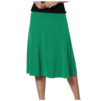 Generic Jupe Taille Haute Femme Sexy, UPE Mi-Longues-Jean Grande Taille Femme Couleur Pure Classique Skirts Basique &eacute;T&eacute; De Mode Midi Longueur Genou Dress Poly