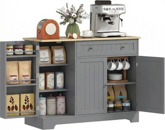 HOMCOM Buffet cuisine - HOMCOM - 3 portes, tiroir, &eacute;tag&egrave;res de porte et &eacute;tag&egrave;re r&eacute;glable - MDF - 105x40x83cm - gris