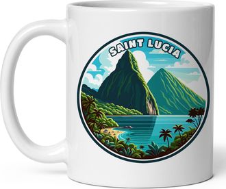 Generic Kaffee Tasse St. Lucia Porzellan Becher Männer Personalisierte Camping-Becher, Für Trekking, Tee, Kaffee, 330ml