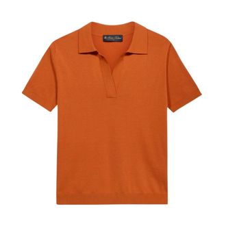 Brooks Brothers Femme, Pulls, Orange, Taille: 44 FR Open Collar Cotton Knit Polo