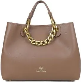 Braccialini Beth Jewels Grand sac à main de couleur platine, avec doubles poignées et bandoulière amovible et réglable pour une double portabilité. À lintérieur, 