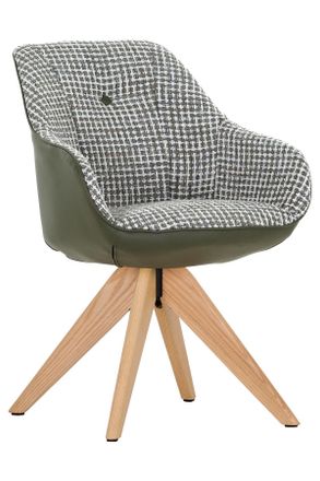 Novel Armlehnstuhl, Wei&szlig;, Eiche, Olivgr&uuml;n, Textil, Eiche, massiv, Drehkreuz, 60x83x65 cm, Stoffauswahl, Sitzfl&auml;che 360&deg; drehbar, Gestellauswahl, automatisch