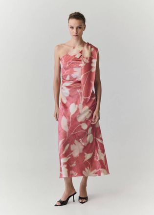 Mango Robe asym&eacute;trique imprim&eacute; fleuri rose - Femme - XS - MANGO