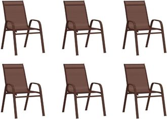 vidaXL Vidaxl - Chaises empilables de jardin 6 pcs Marron Tissu textilène