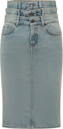 Fiorucci Femme, Jupes, Bleu, Taille: W27 Jupe Midi en Jean