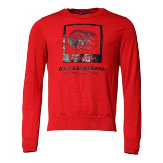 Dolce & Gabbana Roter Eye Print Crew Neck Pullover - - Knitwear - Herren - Rot - L