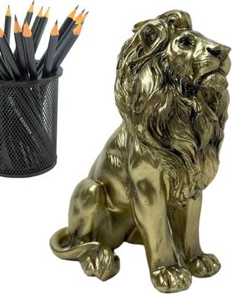 Generic Statue de lion debout, statue de lion en r&eacute;sine | D&eacute;cor de sculpture de lion en r&eacute;sine debout,Statues de figurines danimaux de bureau, d&eacute;coration de l