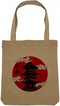 Fabulous Sac Shopping Tote Bag Aspect Lin - Chateau Kyoto Japon Asie Culture Empereur - Sac de Courses Toile Epaisse 360g Beige Naturel Cabas Port&eacute; Epaule Soli