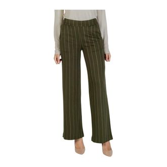 Ichi Gestreifte Hose mit Vordertaschen und Rei&szlig;verschluss - - Trousers - Damen - Gr&uuml;n - L