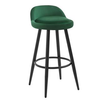 Woltu Tabouret Bar, Chaise de Bar, Chaise Haute Cuisine, avec Dossier et Repose-Pieds, Tabouret en Velours, Cadre en Métal, Vert Foncé, BH296dgn-1