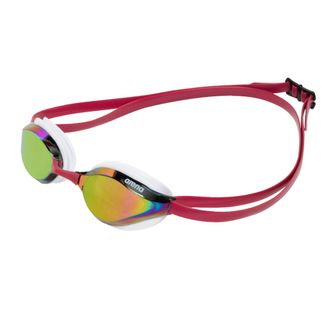 Arena Python Racing Schwimmbrille für Damen und Herren, UV-Schutz, Anti-Beschlag, Doppelriemen, Spiegelgläser, Kupfer/Weiß/Rotwein