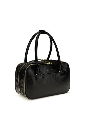 Marni Womens Small Boxyne Handbag Black Calf Leather Bos Taurus Handbags Hand Bags