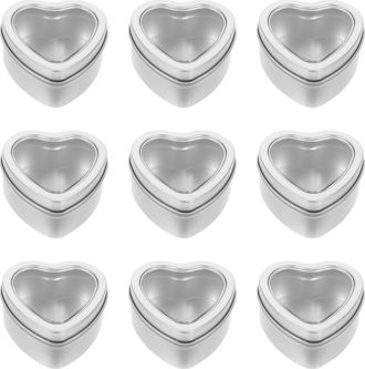 BESPORTBLE TOYANDONA Herzf&ouml;rmige Metallbeh&auml;lter 10 St&uuml;ck mit Transparentem Fenster Wei&szlig;blechdosen zur Aufbewahrung von S&uuml;&szlig;igkeiten M&uuml;nzen Kn&ouml;pfen und Kerzen Komp