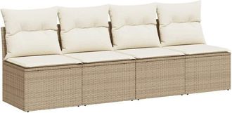 vidaXL Vidaxl - Canap&eacute; de jardin avec coussins 4 places beige r&eacute;sine tress&eacute;e