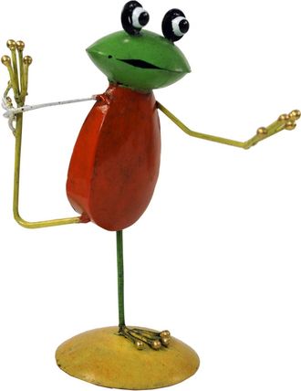 Guru Shop Deko Frosch, Yogafrosch aus Buntem Metall - Design 4, 19x9x16 cm