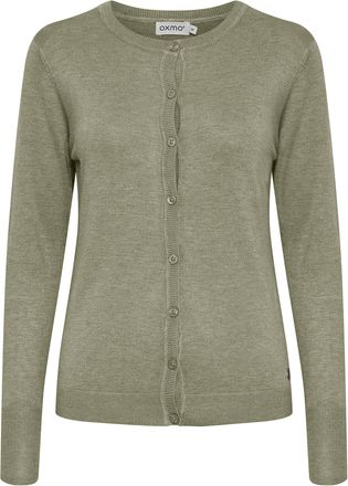 Oxmo OXHlin Damen Strickjacke Feinstrick Cardigan Strickcardigan mit Rundhalsausschnitt, Größe:XXL, Farbe:Seagrass Melange (1660081)