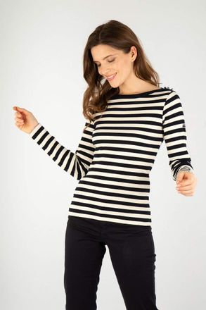 Armor Lux Damen Marine-Stil Erquy aus Baumwolle und Elasthan T-Shirt, Mehrfarbig (Rich Navy/Nature Bi5), XXX-Large (Herstellergröße: 6)