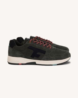 Faguo Baskets cuir su&egrave;de kaki