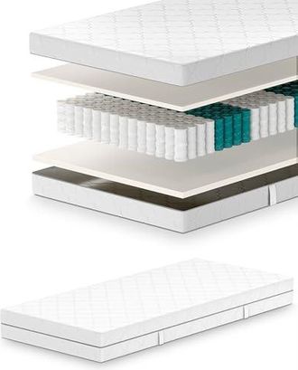 Mister Sandman Taschenfederkernmatratze 160 x 200 cm Ergonomische &Ouml;ko-Tex Zertifiziert Orthop&auml;dische Matratze H3, H2 - H&ouml;he 21 cm, 7 Zonen Federkernmatratze Wendemat
