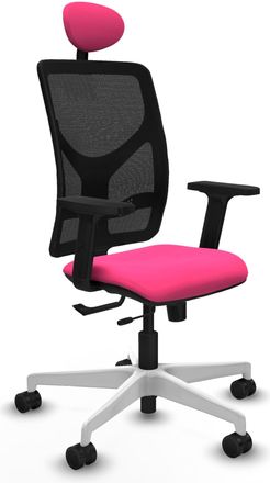 Piqueras y Crespo B&uuml;rostuhl mit 2D-Armlehnen, h&ouml;henverstellbarer Lendenwirbelst&uuml;tze und festem Kopfteil, ausgestattet mit Syncro/Traslack und Schneideschaum, Schwarz/Ro