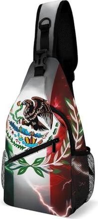 Generic Sacoche Port&eacute; &eacute;paule Drapeau du Mexique Cool Light Eagle Antivol Sac De Poitrine Multifonction Sac &agrave; Dos De Voyage pour Homme Cyclisme Femme