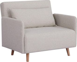 DRAWER Fauteuil convertible en tissu bouclette pieds bois clair - Écru - belushi
