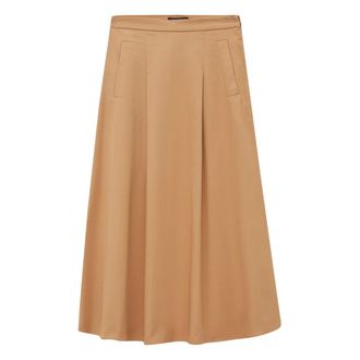 Bugatti Femme, Jupes, Beige, Taille: 42 FR Jupe longue &eacute;vas&eacute;e pliss&eacute;e