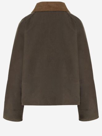 Barbour Womens Waxed Cotton Jacket With Contrast Collar Green