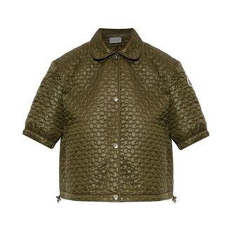 Moncler Floral-Quilted Padded Short Sleeve Shirt - - Jackets - Damen - Gr&uuml;n - S