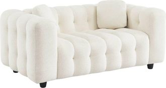 Sweeek Gepolstertes Sofa mit strukturiertem Boucl&eacute;-Bezug, 2-Sitzer, Strukuriertes Boucl&eacute;, Wei&szlig; - Sweeek